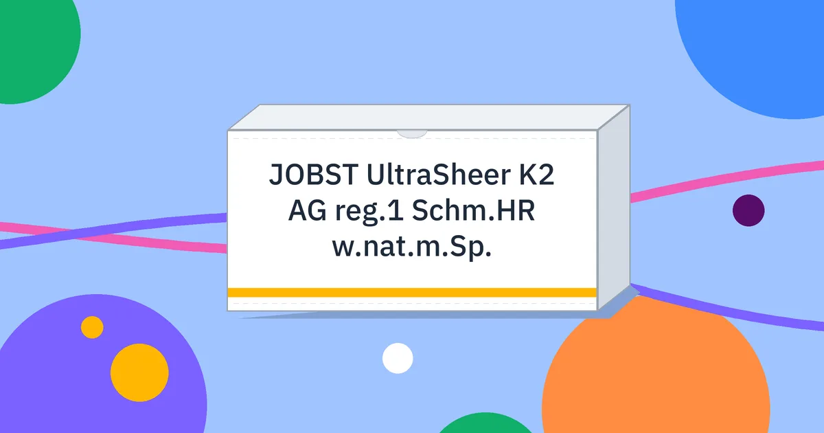 Symbolbild: Packung mit der Aufschrift JOBST UltraSheer K2 AG reg.1 Schm.HR w.nat.m.Sp. (PZN 11261494) – Verfügbarkeit und Bezug in Apotheken in Frankfurt am Main