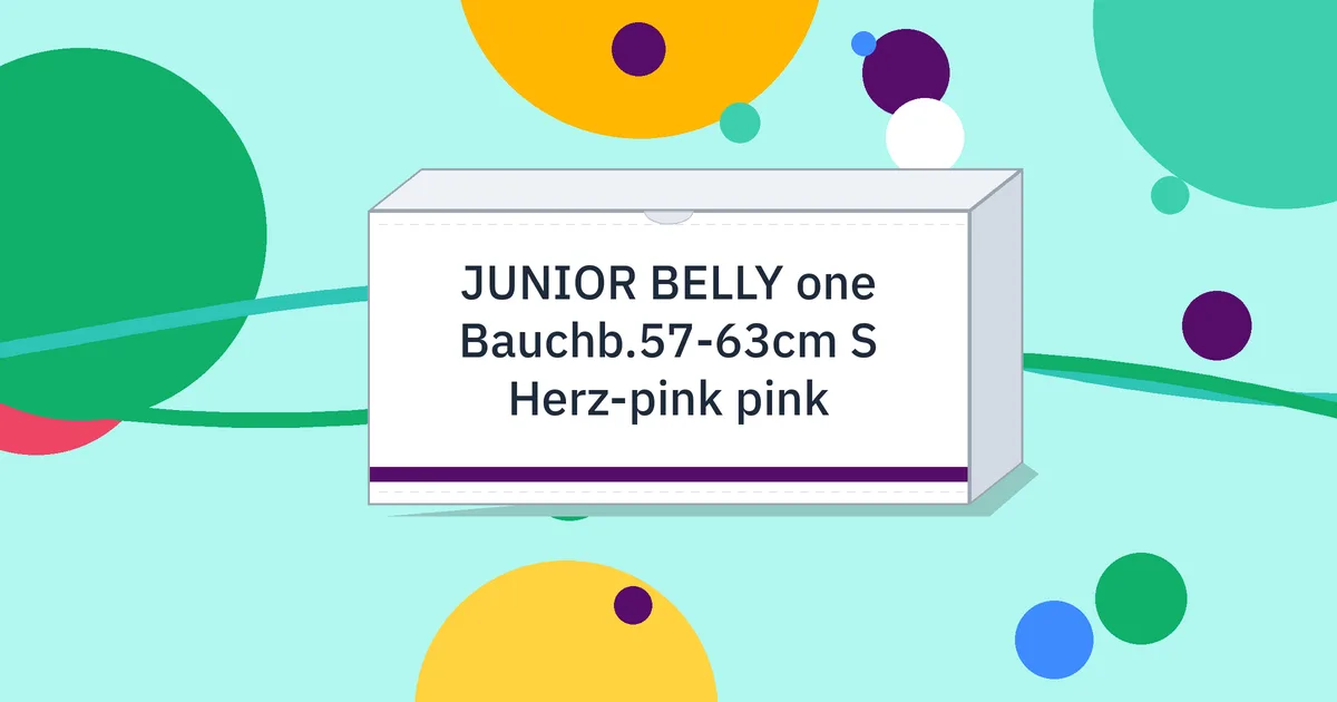 Symbolbild: Packung mit der Aufschrift JUNIOR BELLY one Bauchb.57-63cm S Herz-pink pink (PZN 13247771) – Verfügbarkeit und Bezug in Apotheken in Frankfurt am Main