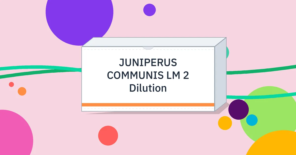 Symbolbild: Packung mit der Aufschrift JUNIPERUS COMMUNIS LM 2 Dilution (PZN 13564508) – Verfügbarkeit und Bezug in Apotheken in Frankfurt am Main