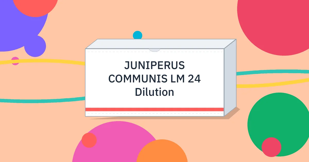 Symbolbild: Packung mit der Aufschrift JUNIPERUS COMMUNIS LM 24 Dilution (PZN 13564767) – Verfügbarkeit und Bezug in Apotheken in Frankfurt am Main