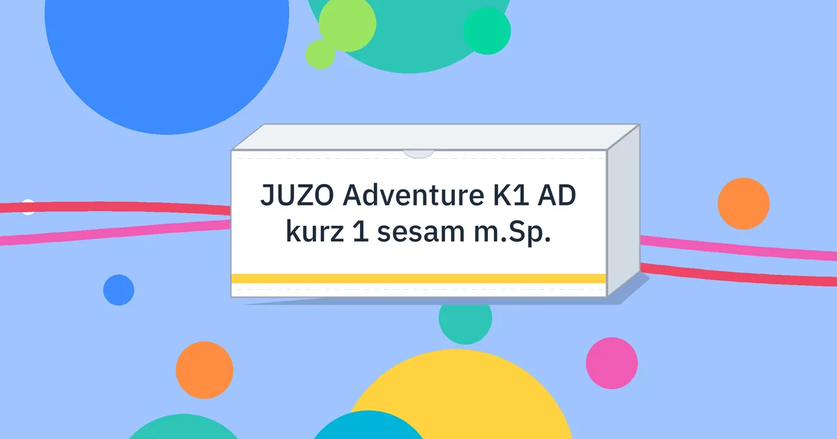 Symbolbild: Packung mit der Aufschrift JUZO Adventure K1 AD kurz 1 sesam m.Sp. (PZN 16493602) – Verfügbarkeit und Bezug in Apotheken in Frankfurt am Main