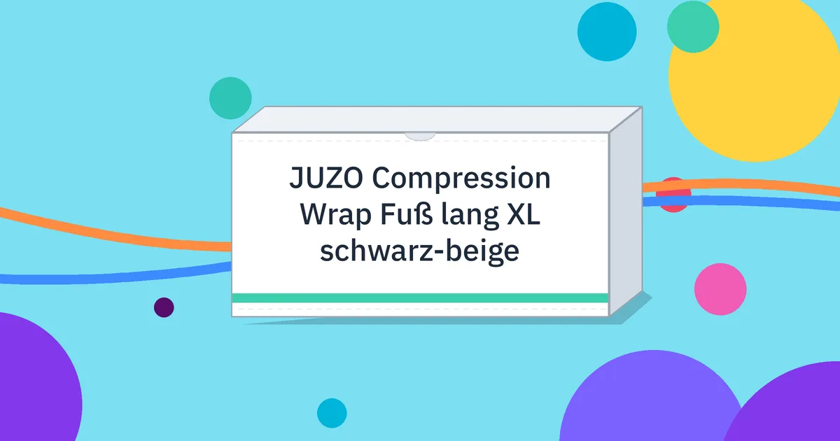 Symbolbild: Packung mit der Aufschrift JUZO Compression Wrap Fuß lang XL schwarz-beige (PZN 16582412) – Verfügbarkeit und Bezug in Apotheken in Frankfurt am Main