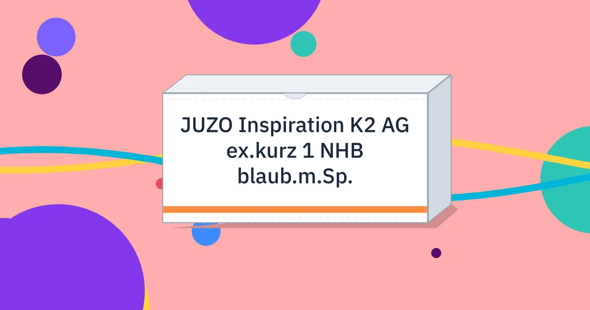Symbolbild: Packung mit der Aufschrift JUZO Inspiration K2 AG ex.kurz 1 NHB blaub.m.Sp. (PZN 14961341) – Verfügbarkeit und Bezug in Apotheken in Frankfurt am Main