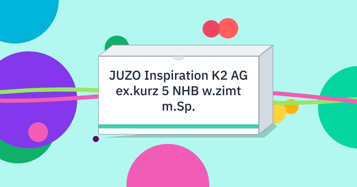 Symbolbild: Packung mit der Aufschrift JUZO Inspiration K2 AG ex.kurz 5 NHB w.zimt m.Sp. (PZN 14964859) – Verfügbarkeit und Bezug in Apotheken in Frankfurt am Main