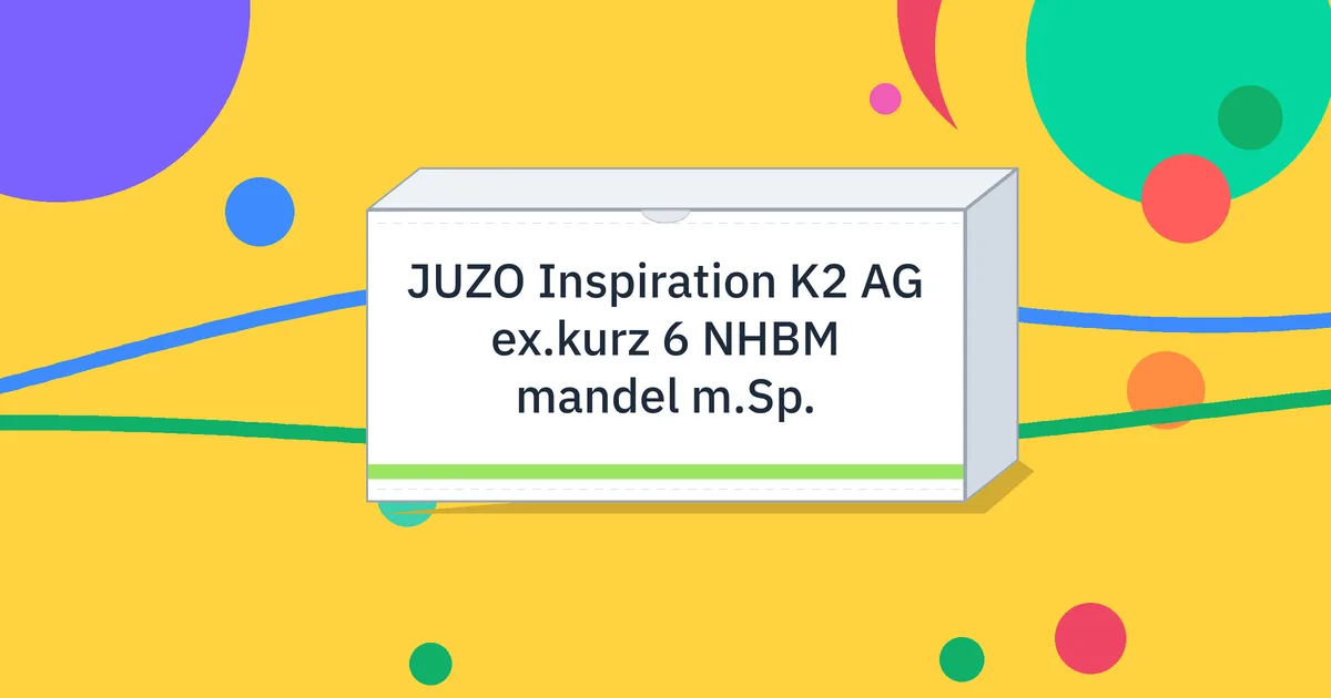 Symbolbild: Packung mit der Aufschrift JUZO Inspiration K2 AG ex.kurz 6 NHBM mandel m.Sp. (PZN 14925664) – Verfügbarkeit und Bezug in Apotheken in Frankfurt am Main