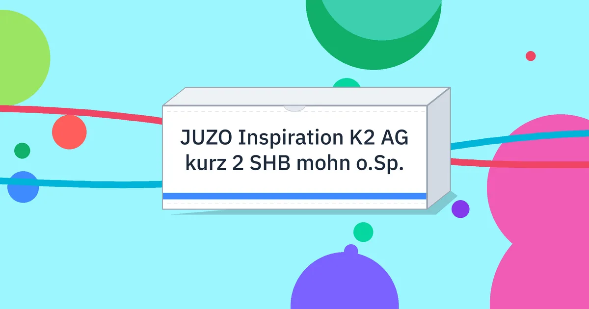 Symbolbild: Packung mit der Aufschrift JUZO Inspiration K2 AG kurz 2 SHB mohn o.Sp. (PZN 14920856) – Verfügbarkeit und Bezug in Apotheken in Frankfurt am Main