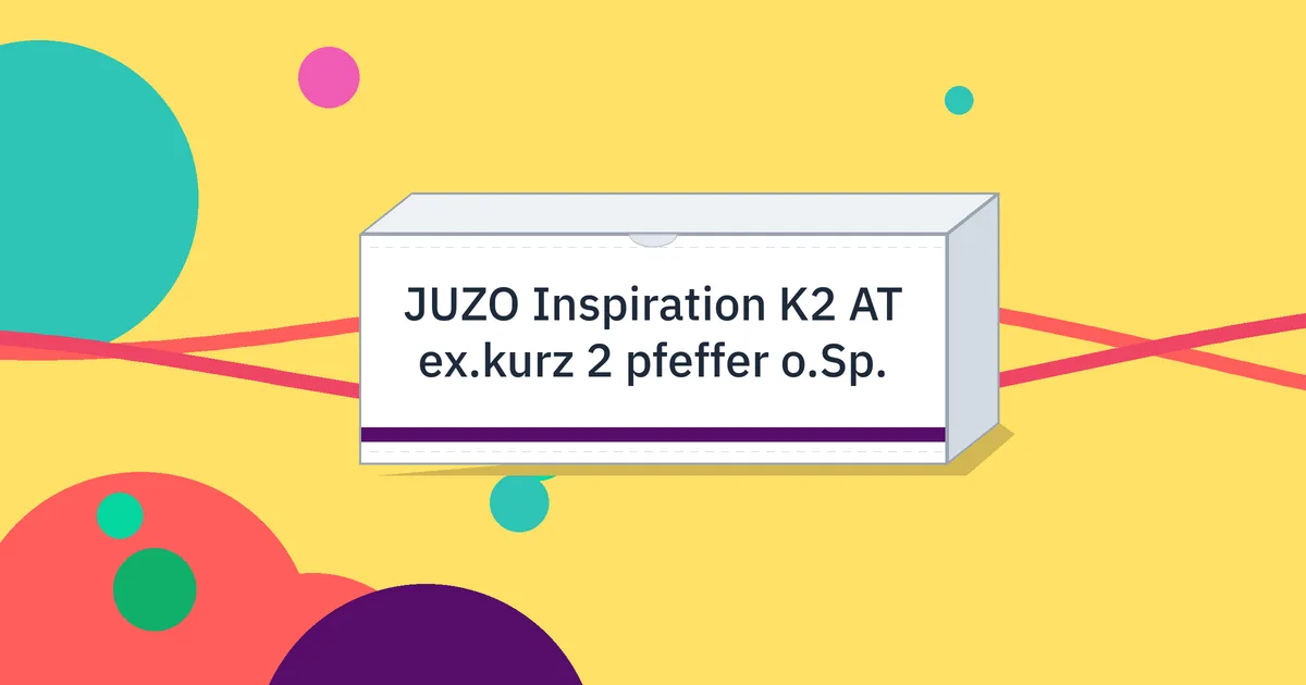 Symbolbild: Packung mit der Aufschrift JUZO Inspiration K2 AT ex.kurz 2 pfeffer o.Sp. (PZN 14932026) – Verfügbarkeit und Bezug in Apotheken in Frankfurt am Main