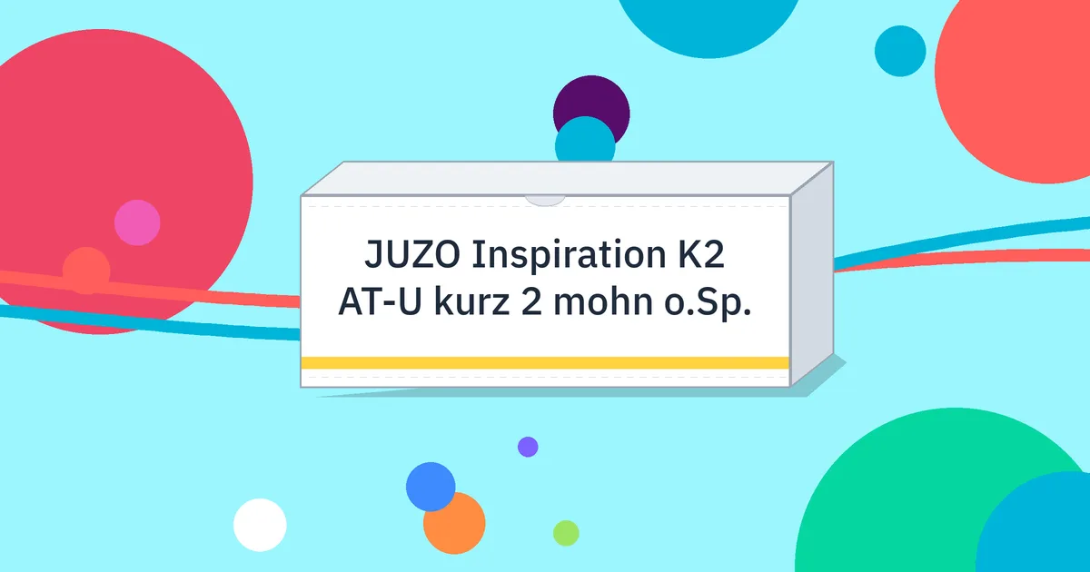 Symbolbild: Packung mit der Aufschrift JUZO Inspiration K2 AT-U kurz 2 mohn o.Sp. (PZN 14928817) – Verfügbarkeit und Bezug in Apotheken in Frankfurt am Main