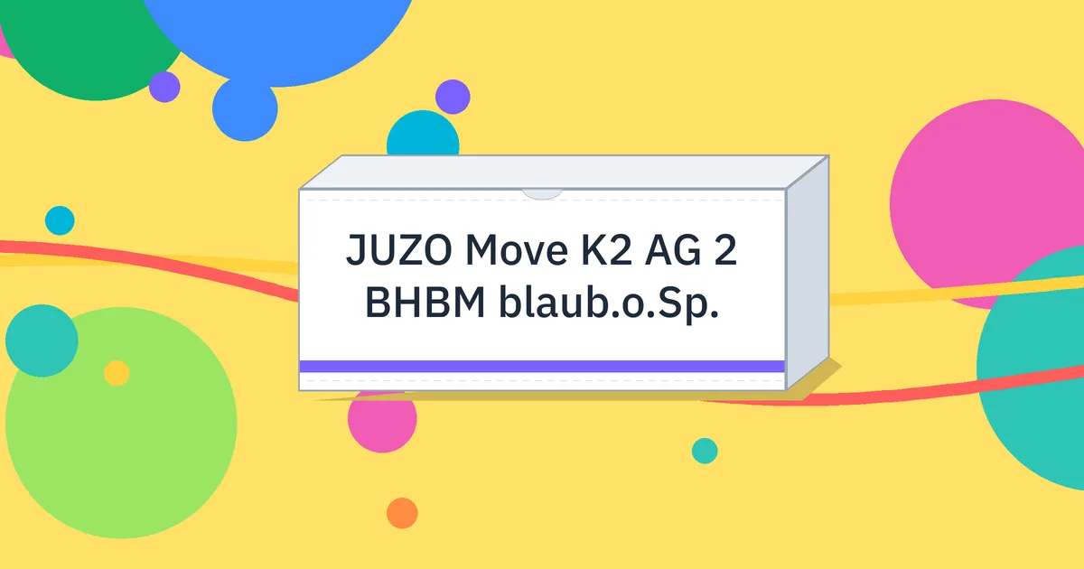 Symbolbild: Packung mit der Aufschrift JUZO Move K2 AG 2 BHBM blaub.o.Sp. (PZN 18558168) – Verfügbarkeit und Bezug in Apotheken in Frankfurt am Main