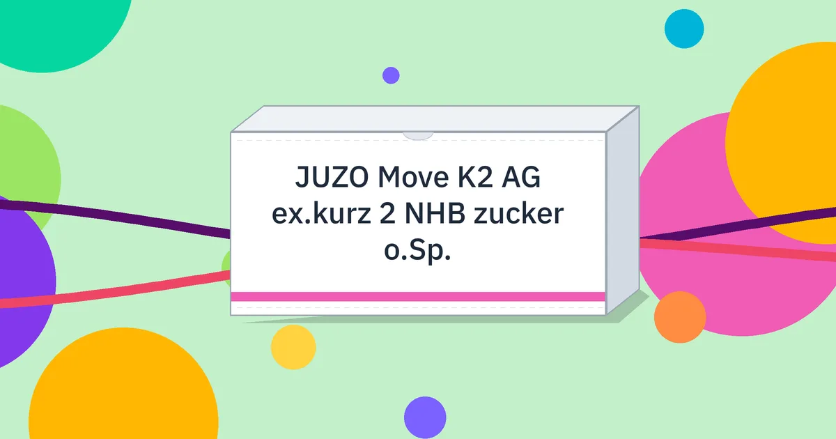 Symbolbild: Packung mit der Aufschrift JUZO Move K2 AG ex.kurz 2 NHB zucker o.Sp. (PZN 18533524) – Verfügbarkeit und Bezug in Apotheken in Frankfurt am Main
