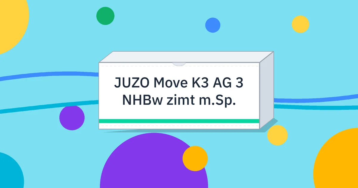 Symbolbild: Packung mit der Aufschrift JUZO Move K3 AG 3 NHBw zimt m.Sp. (PZN 18574552) – Verfügbarkeit und Bezug in Apotheken in Frankfurt am Main