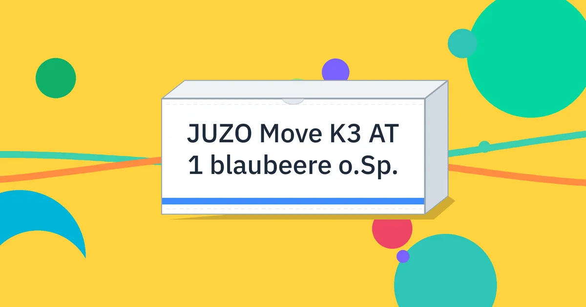 Symbolbild: Packung mit der Aufschrift JUZO Move K3 AT 1 blaubeere o.Sp. (PZN 20678508) – Verfügbarkeit und Bezug in Apotheken in Frankfurt am Main