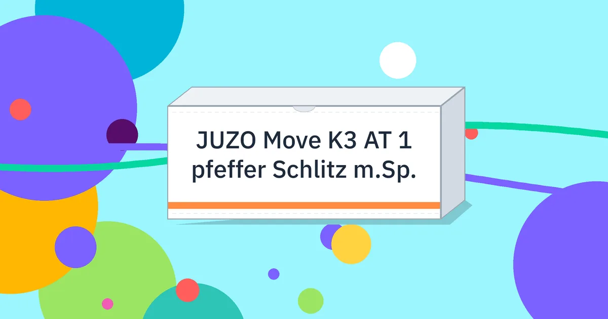 Symbolbild: Packung mit der Aufschrift JUZO Move K3 AT 1 pfeffer Schlitz m.Sp. (PZN 20677779) – Verfügbarkeit und Bezug in Apotheken in Frankfurt am Main