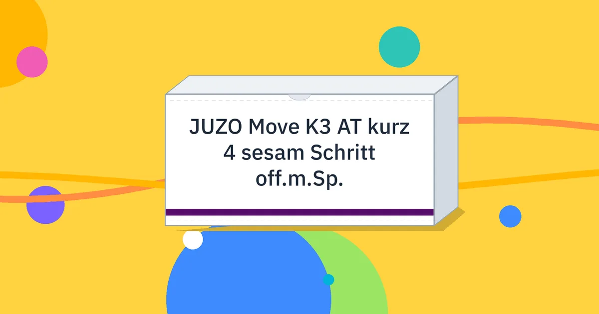 Symbolbild: Packung mit der Aufschrift JUZO Move K3 AT kurz 4 sesam Schritt off.m.Sp. (PZN 20683662) – Verfügbarkeit und Bezug in Apotheken in Frankfurt am Main