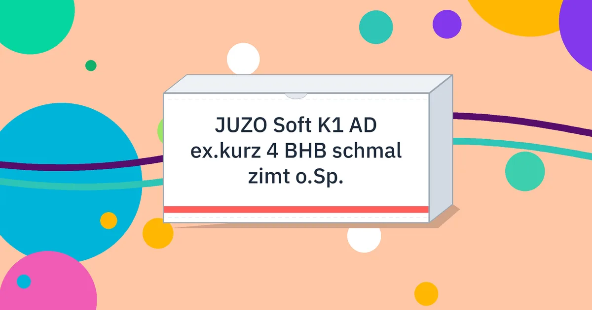 Symbolbild: Packung mit der Aufschrift JUZO Soft K1 AD ex.kurz 4 BHB schmal zimt o.Sp. (PZN 15464260) – Verfügbarkeit und Bezug in Apotheken in Frankfurt am Main