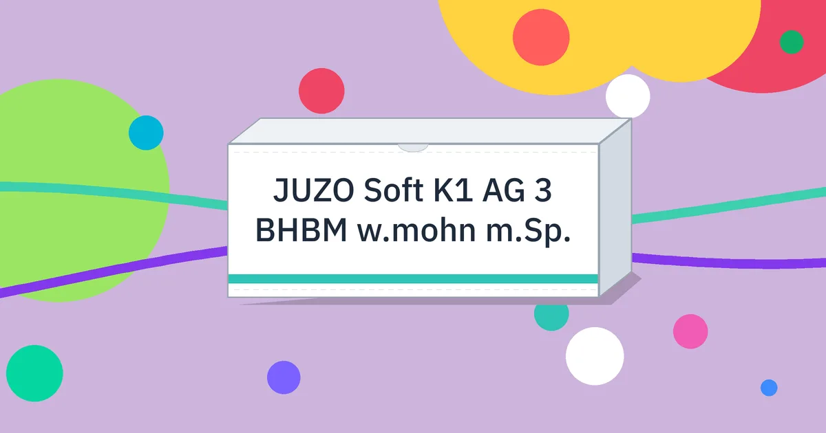 Symbolbild: Packung mit der Aufschrift JUZO Soft K1 AG 3 BHBM w.mohn m.Sp. (PZN 14863124) – Verfügbarkeit und Bezug in Apotheken in Frankfurt am Main