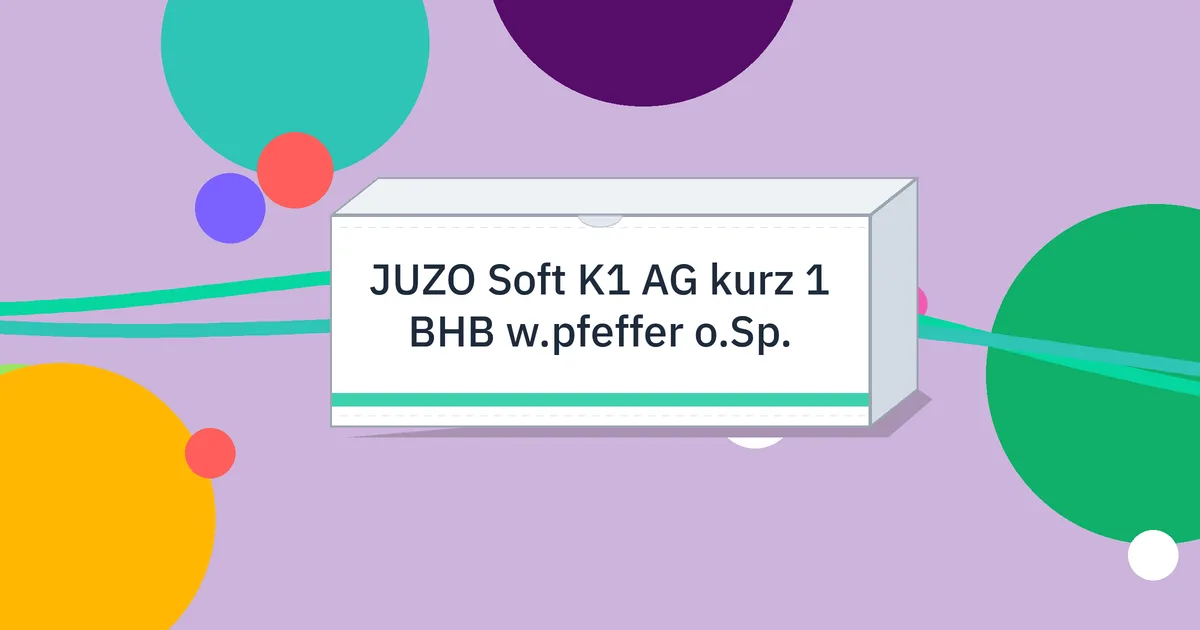 Symbolbild: Packung mit der Aufschrift JUZO Soft K1 AG kurz 1 BHB w.pfeffer o.Sp. (PZN 14838557) – Verfügbarkeit und Bezug in Apotheken in Frankfurt am Main