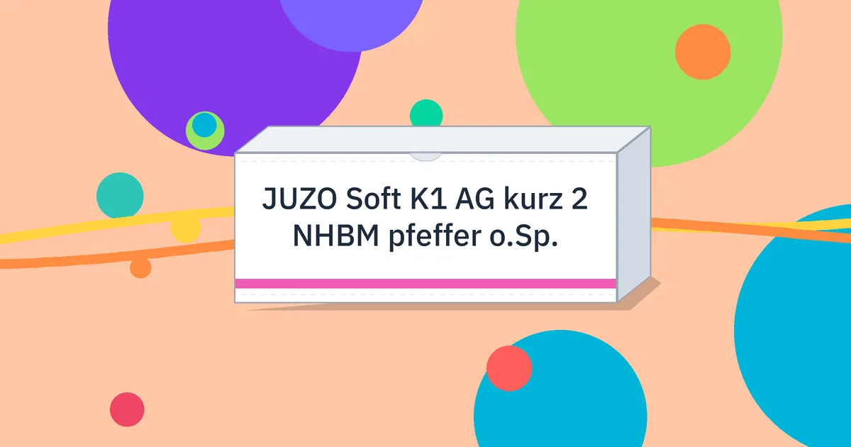 Symbolbild: Packung mit der Aufschrift JUZO Soft K1 AG kurz 2 NHBM pfeffer o.Sp. (PZN 14996322) – Verfügbarkeit und Bezug in Apotheken in Frankfurt am Main