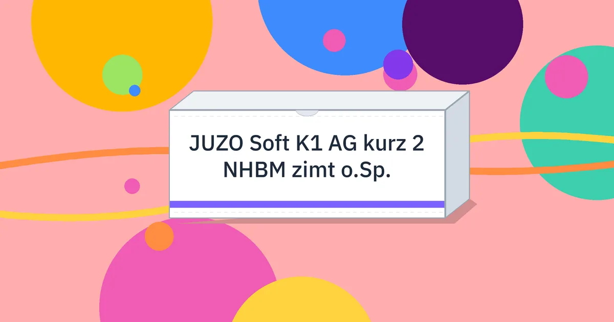 Symbolbild: Packung mit der Aufschrift JUZO Soft K1 AG kurz 2 NHBM zimt o.Sp. (PZN 14995239) – Verfügbarkeit und Bezug in Apotheken in Frankfurt am Main