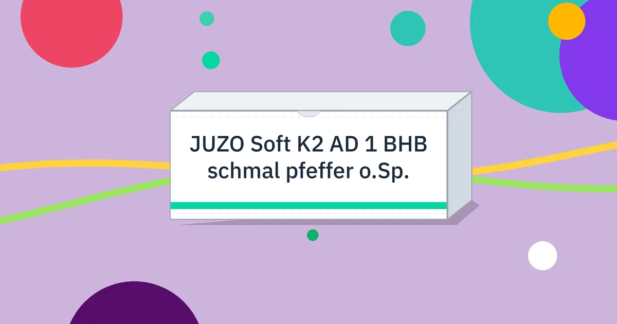 Symbolbild: Packung mit der Aufschrift JUZO Soft K2 AD 1 BHB schmal pfeffer o.Sp. (PZN 15466833) – Verfügbarkeit und Bezug in Apotheken in Frankfurt am Main