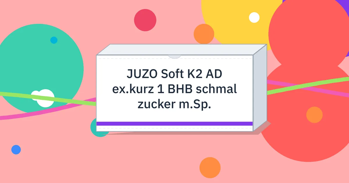 Symbolbild: Packung mit der Aufschrift JUZO Soft K2 AD ex.kurz 1 BHB schmal zucker m.Sp. (PZN 15466106) – Verfügbarkeit und Bezug in Apotheken in Frankfurt am Main