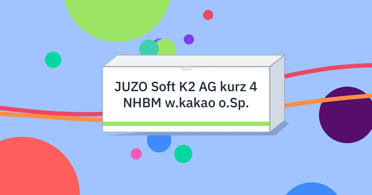 Symbolbild: Packung mit der Aufschrift JUZO Soft K2 AG kurz 4 NHBM w.kakao o.Sp. (PZN 15001821) – Verfügbarkeit und Bezug in Apotheken in Frankfurt am Main