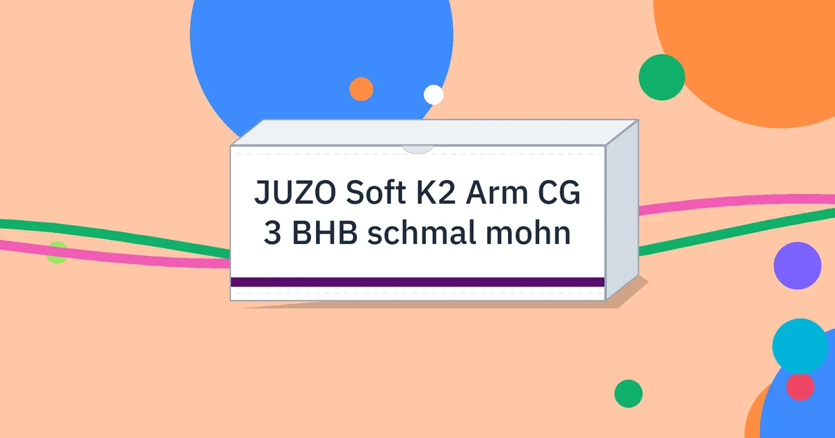 Symbolbild: Packung mit der Aufschrift JUZO Soft K2 Arm CG 3 BHB schmal mohn (PZN 15511700) – Verfügbarkeit und Bezug in Apotheken in Frankfurt am Main