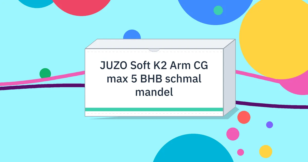 Symbolbild: Packung mit der Aufschrift JUZO Soft K2 Arm CG max 5 BHB schmal mandel (PZN 15513484) – Verfügbarkeit und Bezug in Apotheken in Frankfurt am Main