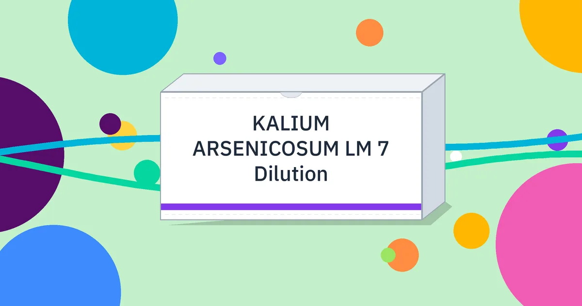 Symbolbild: Packung mit der Aufschrift KALIUM ARSENICOSUM LM 7 Dilution (PZN 12916968) – Verfügbarkeit und Bezug in Apotheken in Frankfurt am Main