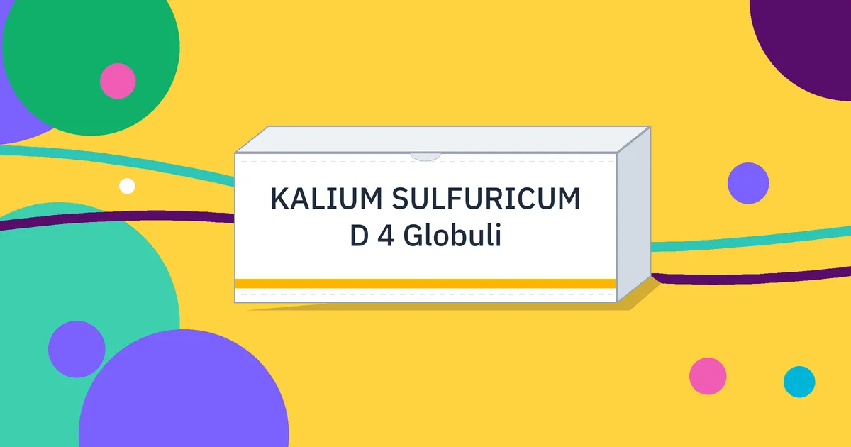 Symbolbild: Packung mit der Aufschrift KALIUM SULFURICUM D 4 Globuli (PZN 14312453) – Verfügbarkeit und Bezug in Apotheken in Frankfurt am Main