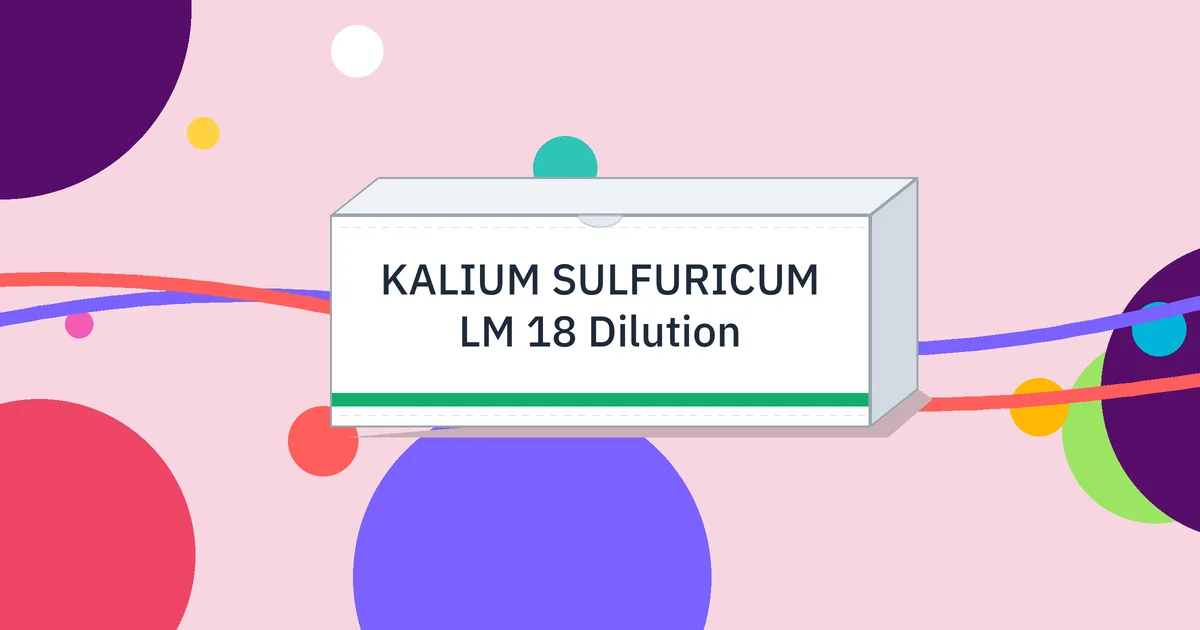 Symbolbild: Packung mit der Aufschrift KALIUM SULFURICUM LM 18 Dilution (PZN 09430015) – Verfügbarkeit und Bezug in Apotheken in Frankfurt am Main