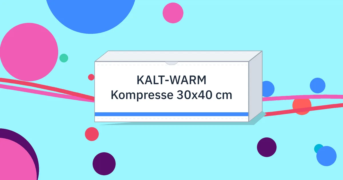 Symbolbild: Packung mit der Aufschrift KALT-WARM Kompresse 30x40 cm (PZN 10076866) – Verfügbarkeit und Bezug in Apotheken in Frankfurt am Main