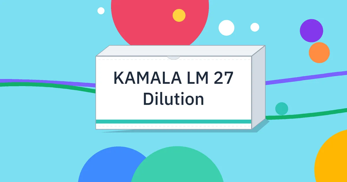 Symbolbild: Packung mit der Aufschrift KAMALA LM 27 Dilution (PZN 13518218) – Verfügbarkeit und Bezug in Apotheken in Frankfurt am Main