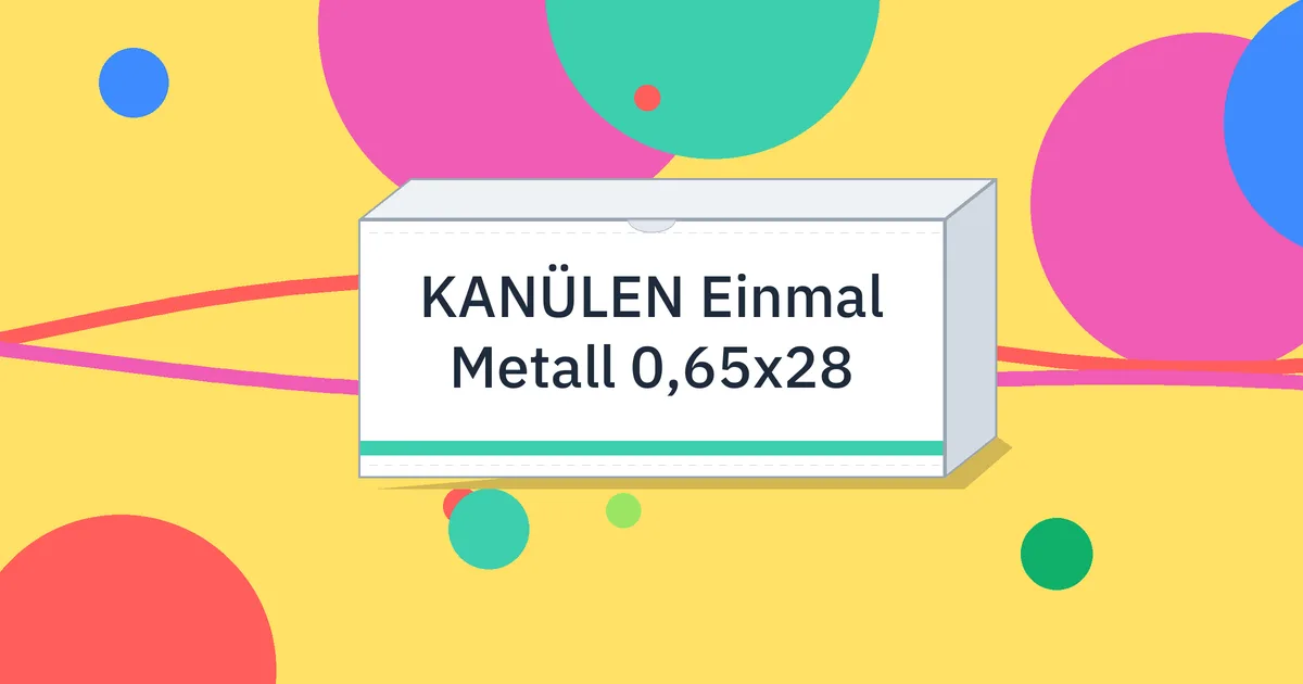 Symbolbild: Packung mit der Aufschrift KANÜLEN Einmal Metall 0,65x28 (PZN 01965113) – Verfügbarkeit und Bezug in Apotheken in Frankfurt am Main