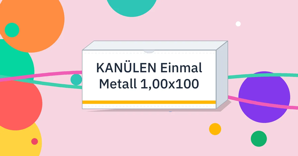 Symbolbild: Packung mit der Aufschrift KANÜLEN Einmal Metall 1,00x100 (PZN 01964852) – Verfügbarkeit und Bezug in Apotheken in Frankfurt am Main