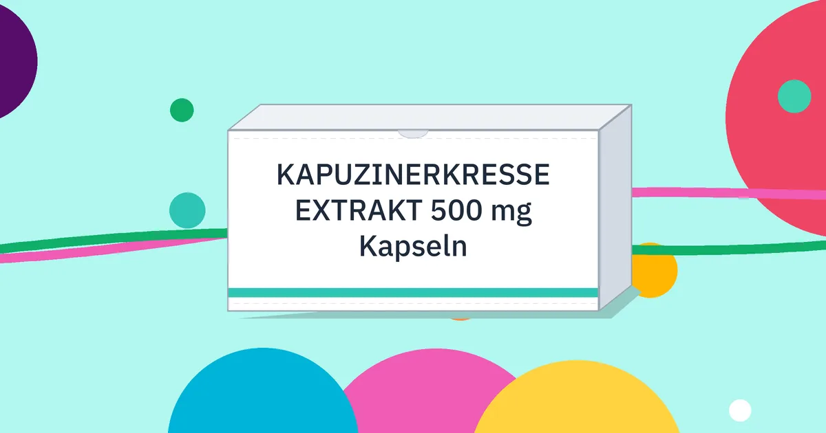 Symbolbild: Packung mit der Aufschrift KAPUZINERKRESSE EXTRAKT 500 mg Kapseln (PZN 13835290) – Verfügbarkeit und Bezug in Apotheken in Frankfurt am Main