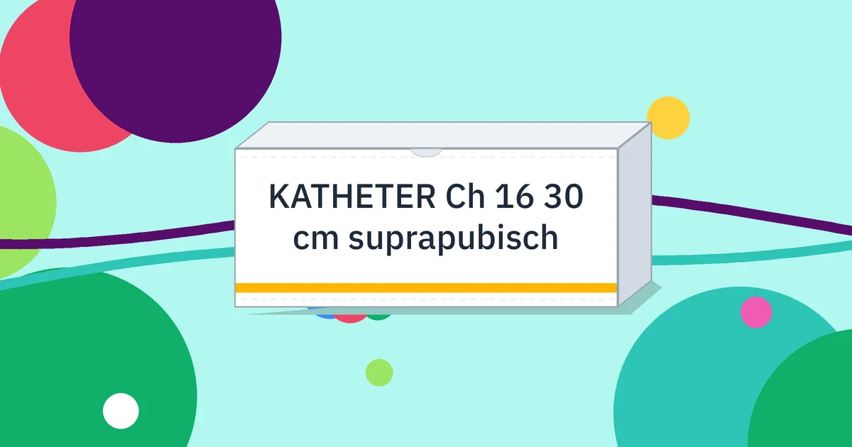 Symbolbild: Packung mit der Aufschrift KATHETER Ch 16 30 cm suprapubisch (PZN 01464859) – Verfügbarkeit und Bezug in Apotheken in Frankfurt am Main