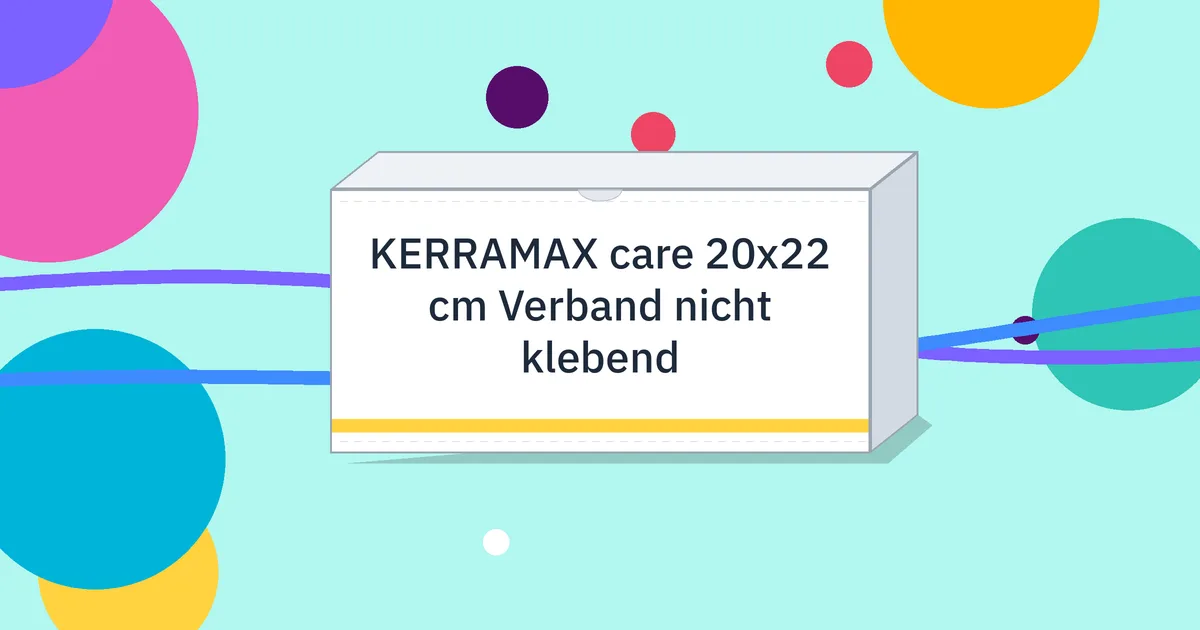Symbolbild: Packung mit der Aufschrift KERRAMAX care 20x22 cm Verband nicht klebend (PZN 14201340) – Verfügbarkeit und Bezug in Apotheken in Frankfurt am Main