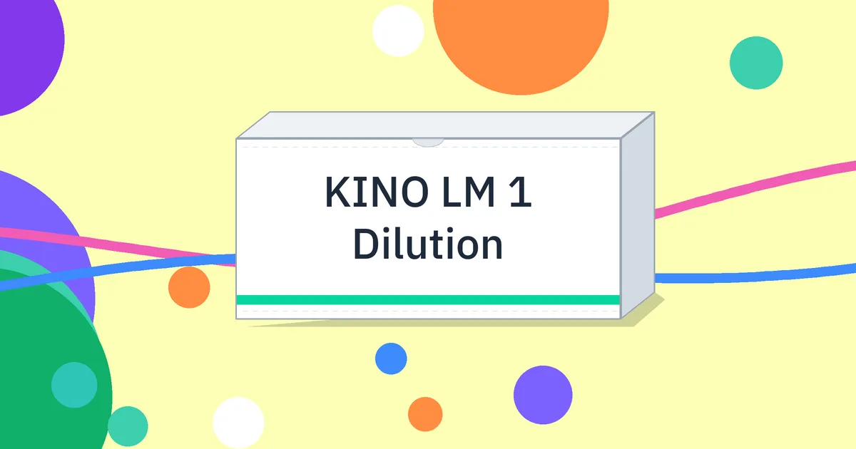 Symbolbild: Packung mit der Aufschrift KINO LM 1 Dilution (PZN 13518359) – Verfügbarkeit und Bezug in Apotheken in Frankfurt am Main