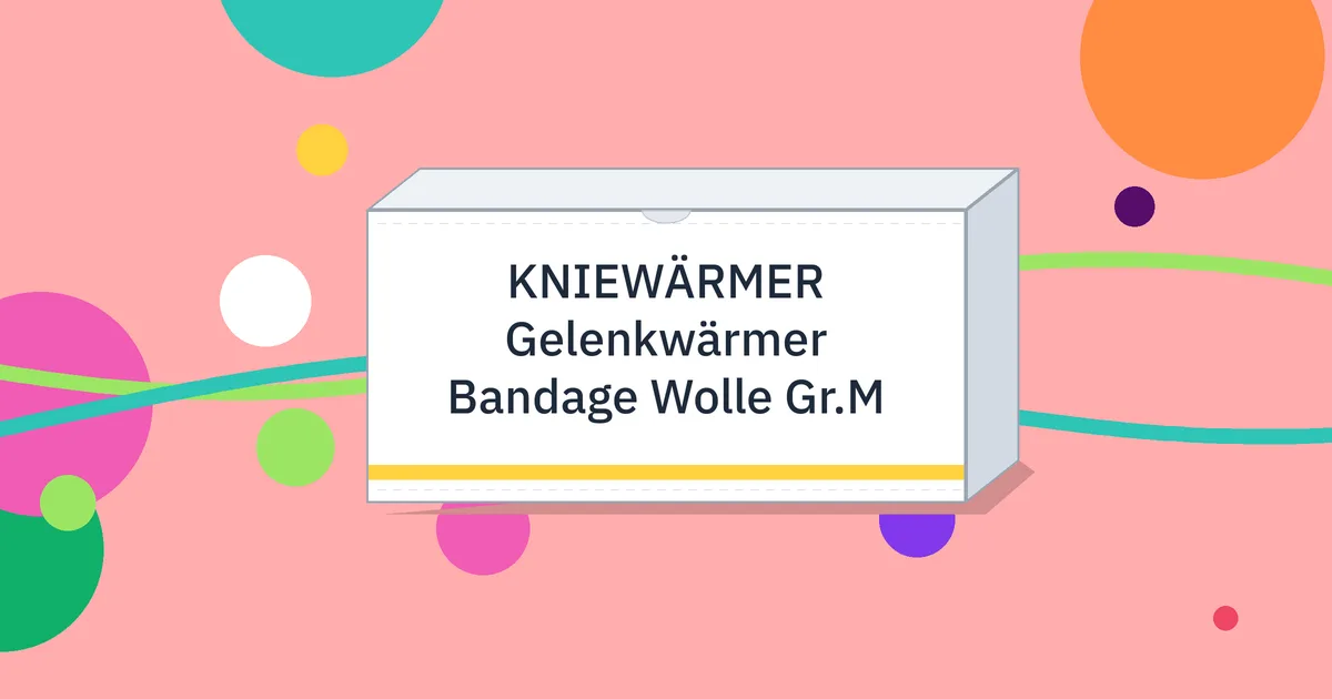 Symbolbild: Packung mit der Aufschrift KNIEWÄRMER Gelenkwärmer Bandage Wolle Gr.M (PZN 19390771) – Verfügbarkeit und Bezug in Apotheken in Frankfurt am Main
