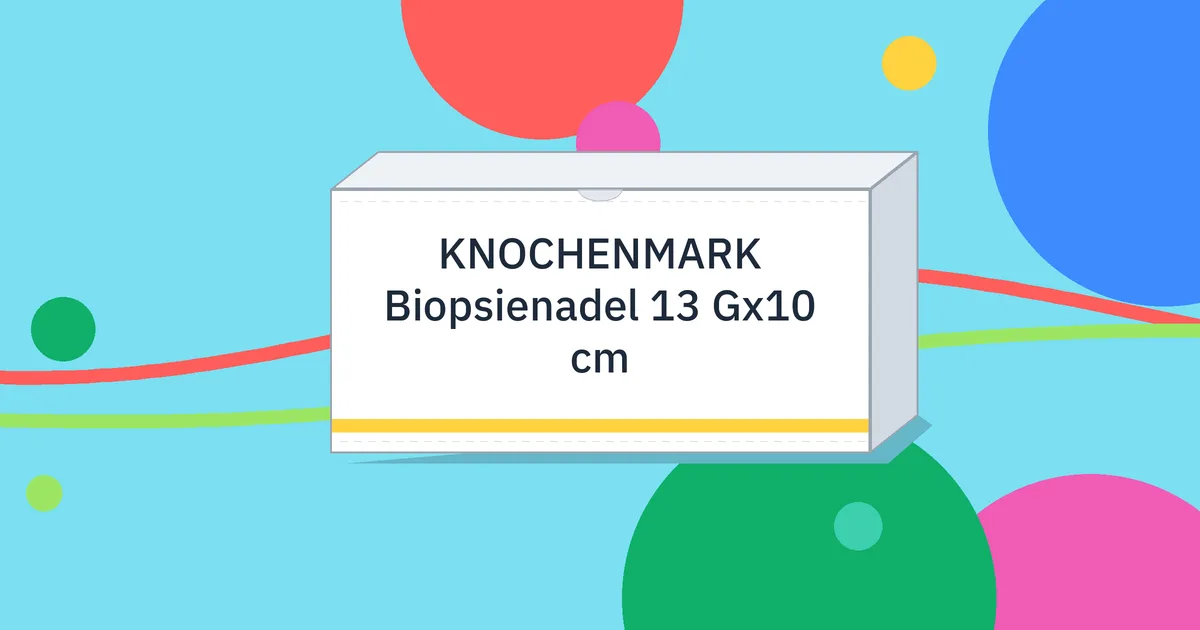 Symbolbild: Packung mit der Aufschrift KNOCHENMARK Biopsienadel 13 Gx10 cm (PZN 10088042) – Verfügbarkeit und Bezug in Apotheken in Frankfurt am Main