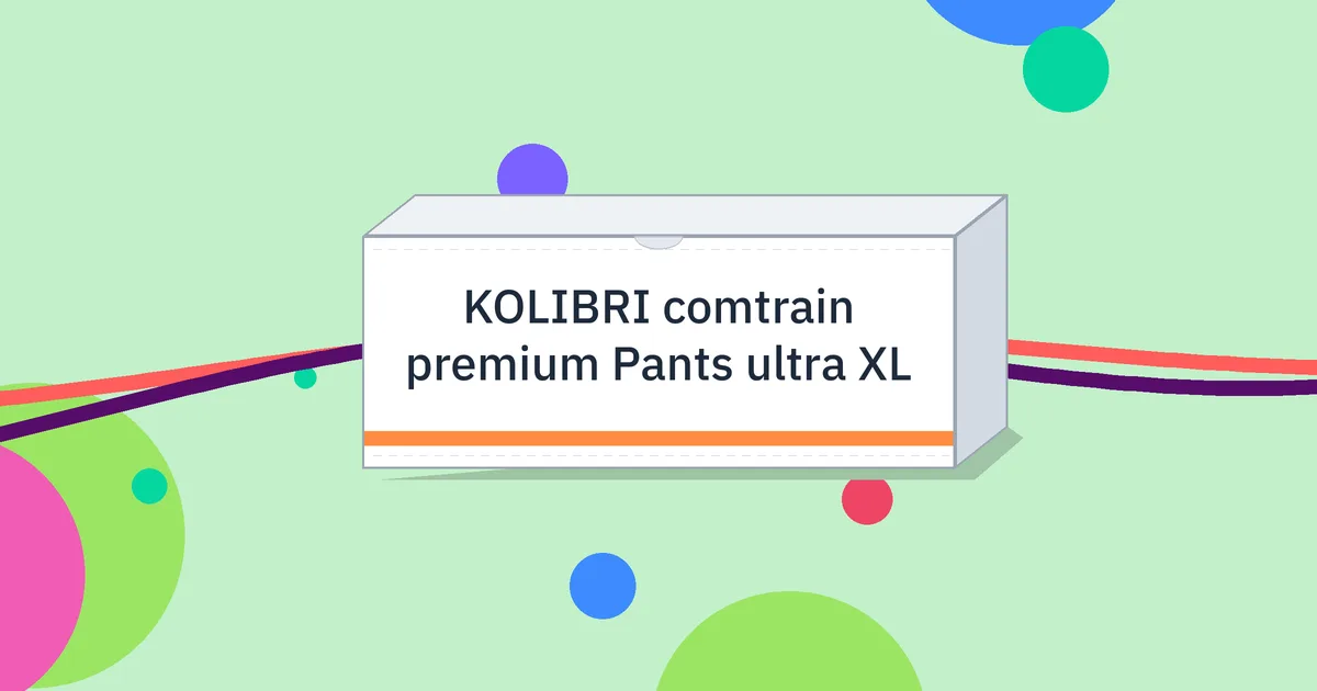 Symbolbild: Packung mit der Aufschrift KOLIBRI comtrain premium Pants ultra XL (PZN 15427655) – Verfügbarkeit und Bezug in Apotheken in Frankfurt am Main