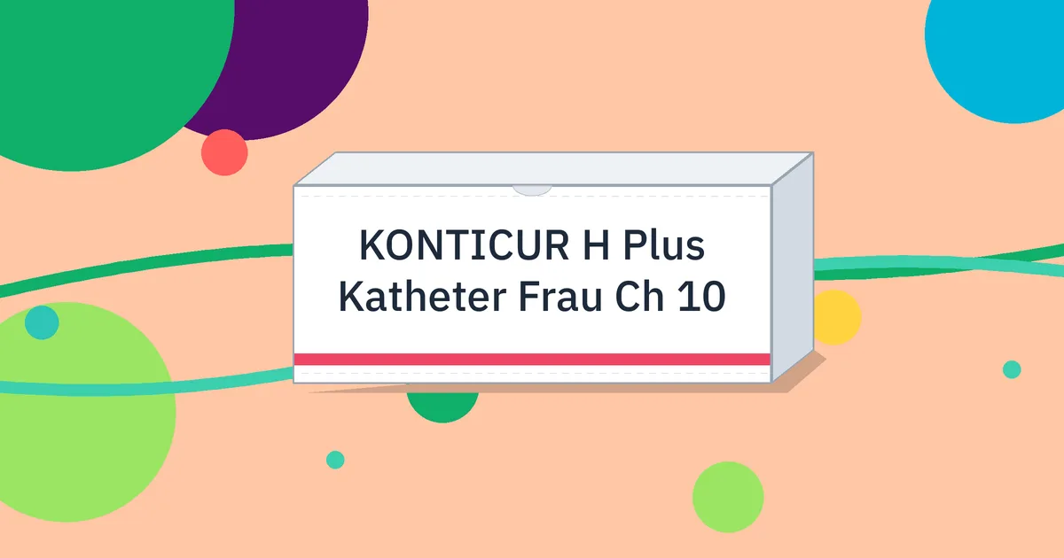 Symbolbild: Packung mit der Aufschrift KONTICUR H Plus Katheter Frau Ch 10 (PZN 20022854) – Verfügbarkeit und Bezug in Apotheken in Frankfurt am Main