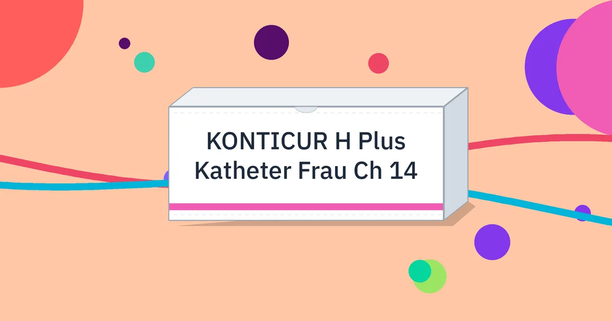 Symbolbild: Packung mit der Aufschrift KONTICUR H Plus Katheter Frau Ch 14 (PZN 10099525) – Verfügbarkeit und Bezug in Apotheken in Frankfurt am Main