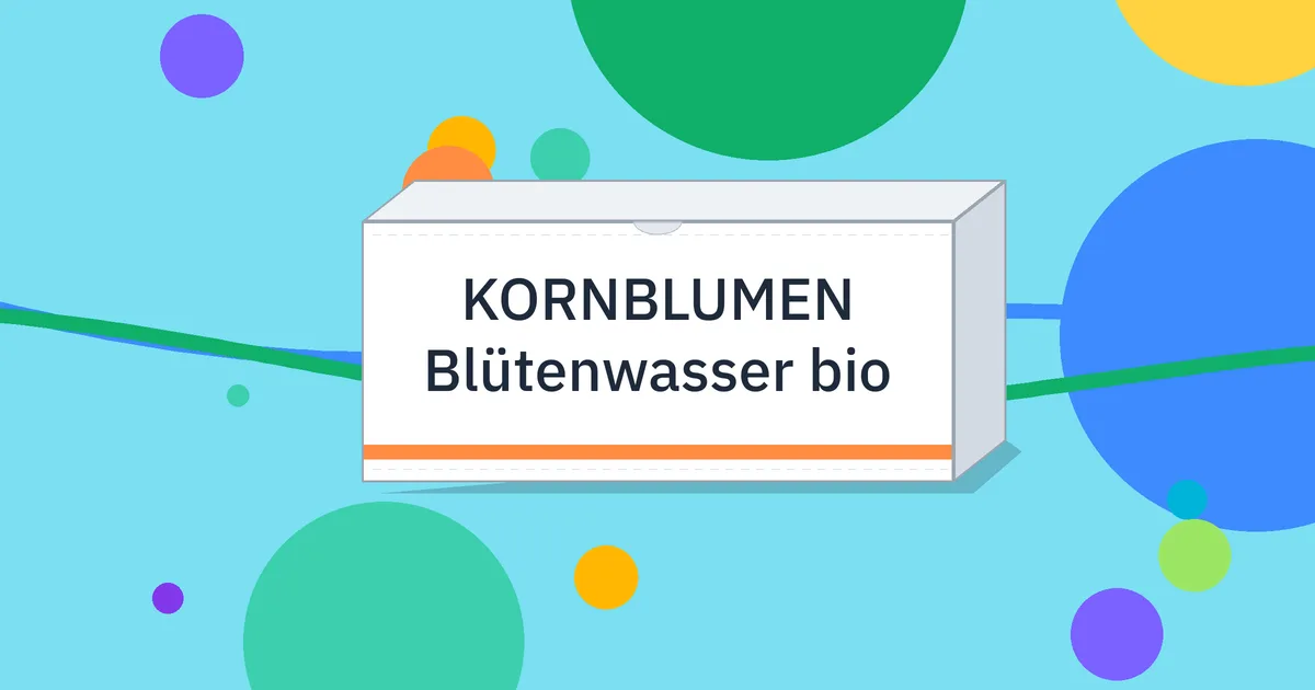 Symbolbild: Packung mit der Aufschrift KORNBLUMEN Blütenwasser bio (PZN 10398481) – Verfügbarkeit und Bezug in Apotheken in Frankfurt am Main