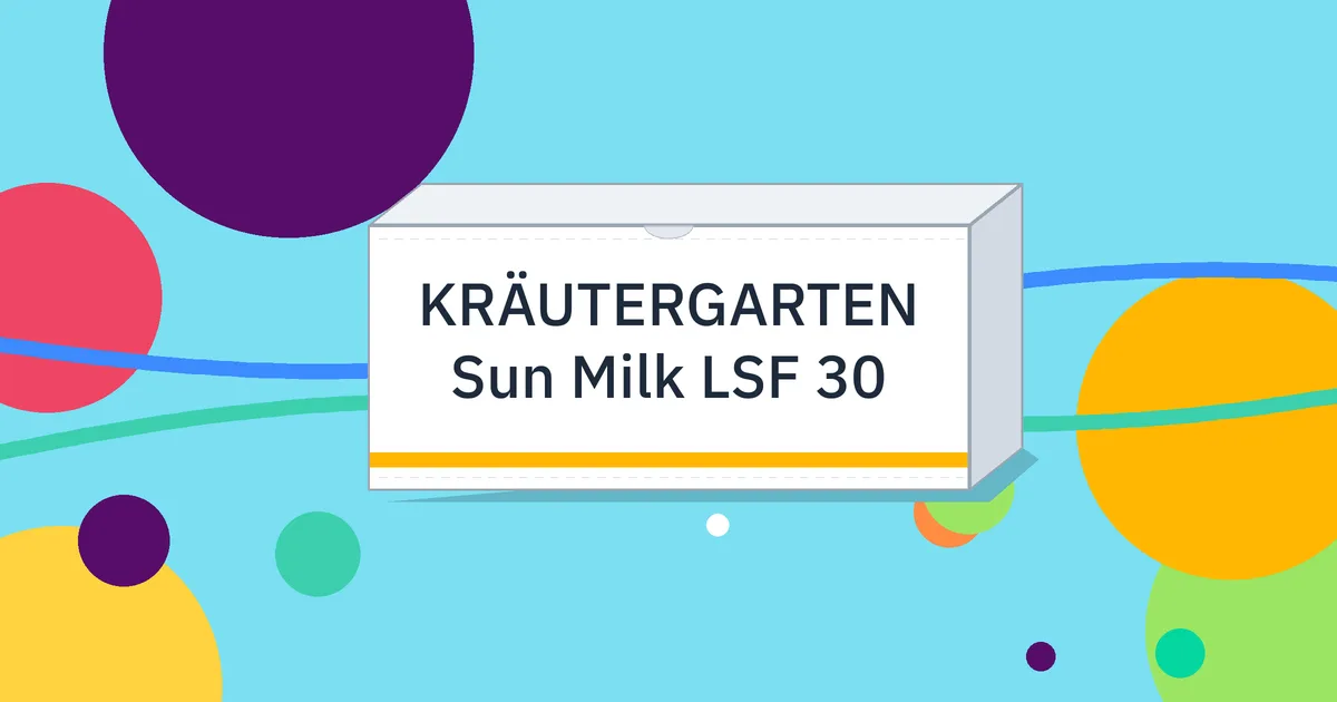 Symbolbild: Packung mit der Aufschrift KRÄUTERGARTEN Sun Milk LSF 30 (PZN 15816813) – Verfügbarkeit und Bezug in Apotheken in Frankfurt am Main