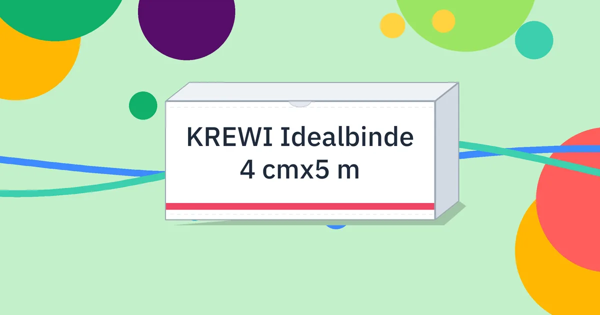 Symbolbild: Packung mit der Aufschrift KREWI Idealbinde 4 cmx5 m (PZN 17301415) – Verfügbarkeit und Bezug in Apotheken in Frankfurt am Main