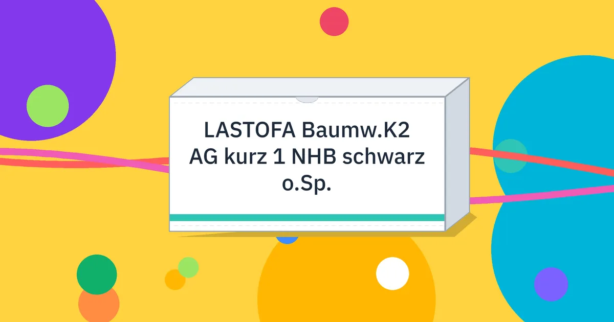 Symbolbild: Packung mit der Aufschrift LASTOFA Baumw.K2 AG kurz 1 NHB schwarz o.Sp. (PZN 01948250) – Verfügbarkeit und Bezug in Apotheken in Frankfurt am Main