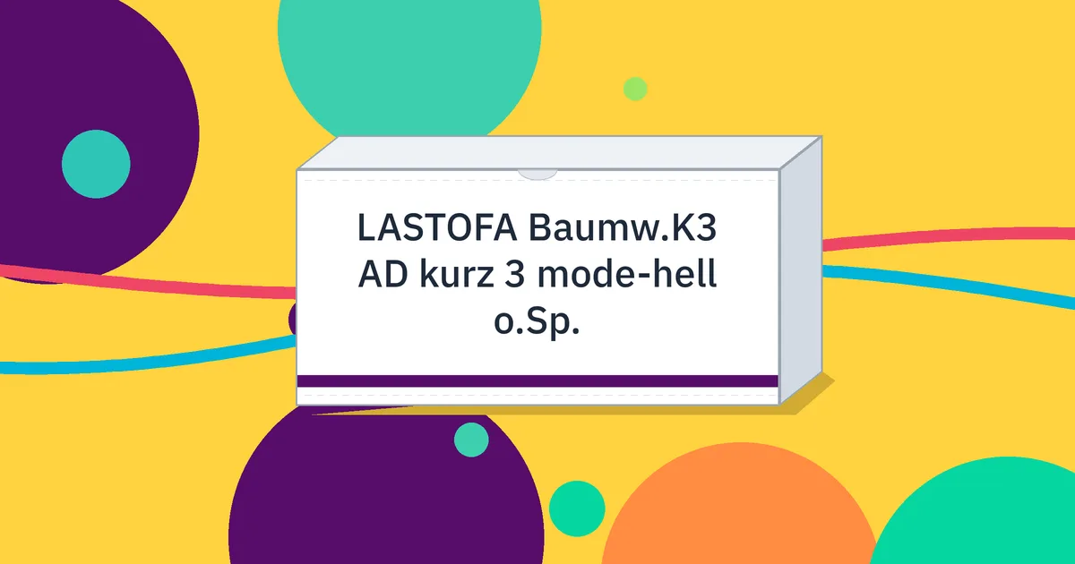 Symbolbild: Packung mit der Aufschrift LASTOFA Baumw.K3 AD kurz 3 mode-hell o.Sp. (PZN 01953831) – Verfügbarkeit und Bezug in Apotheken in Frankfurt am Main