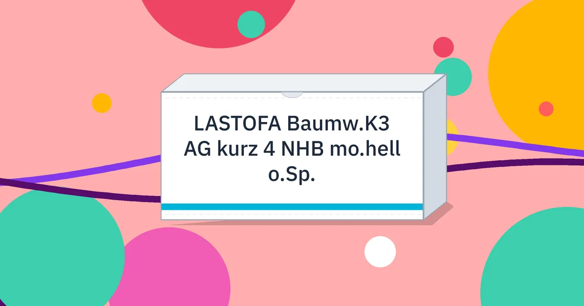 Symbolbild: Packung mit der Aufschrift LASTOFA Baumw.K3 AG kurz 4 NHB mo.hell o.Sp. (PZN 01955907) – Verfügbarkeit und Bezug in Apotheken in Frankfurt am Main